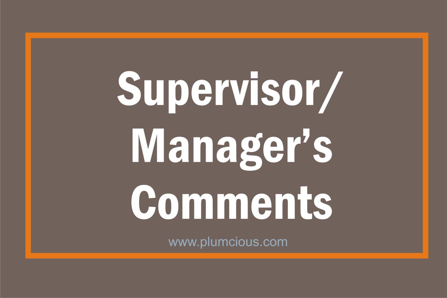 100 Supervisor Comments And Recommendations For Improvement On ...