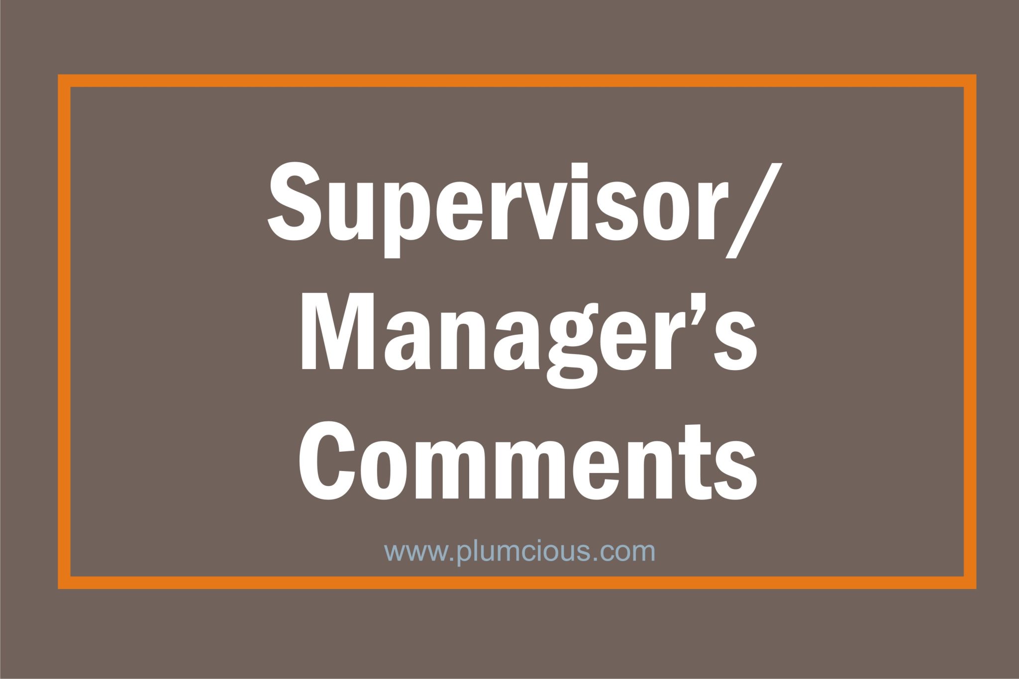 100 Supervisor Comments And Recommendations For Improvement On ...